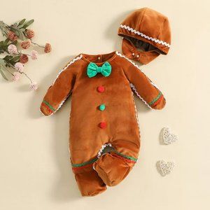 One Pieces | Christmas Gingerbread Man Baby Boy Girl Velour Romper Jumpsuit | Poshmark